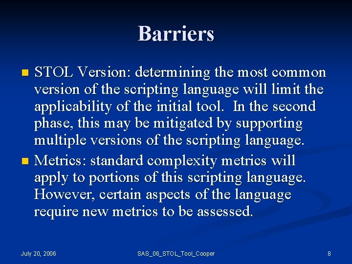 Automated Systems Test and Operations Language STOL Analysis