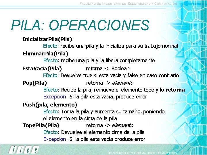 TDA PILA ESTRUCTURAS DE DATOS LA PILA UN