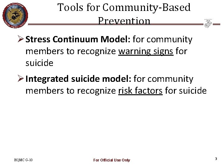 U S Marine Corps Community Approaches to Prevention