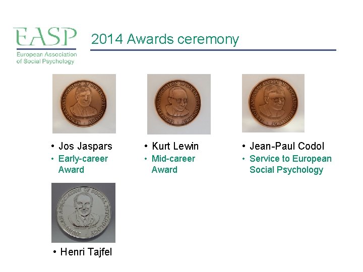 2014 Awards ceremony Jos Jaspars Kurt Lewin JeanPaul