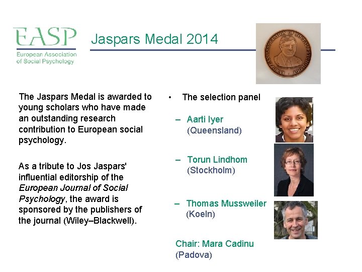 2014 Awards ceremony Jos Jaspars Kurt Lewin JeanPaul