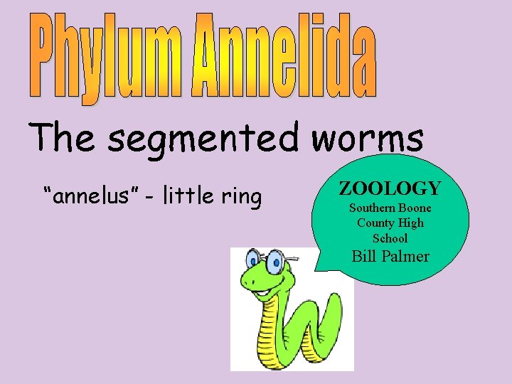 The segmented worms annelus little ring ZOOLOGY Southern