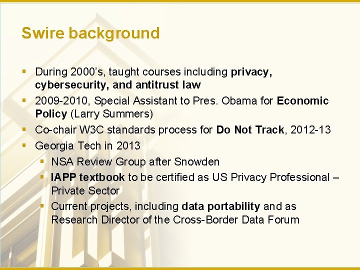 Origins of Analysis of Intersection of Privacy Competition