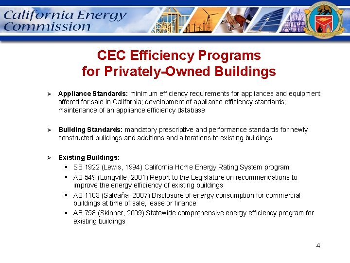Energy Efficiency Update Before the Senate Energy Utilities