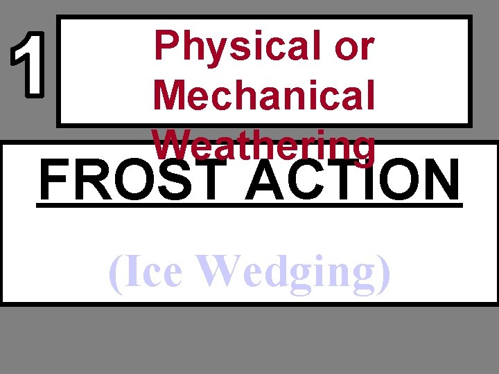 Weathering The breakdown of rocks into small particles