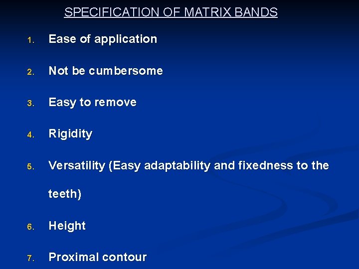 MATRICES RETAINER WEDGES AND SEPARATORS CONTENTS WEDGES n