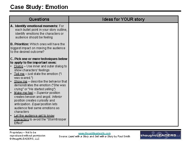 Story Selection Questions Answers for YOUR story A