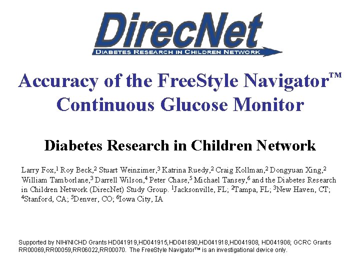 Accuracy of the Free Style Navigator Continuous Glucose