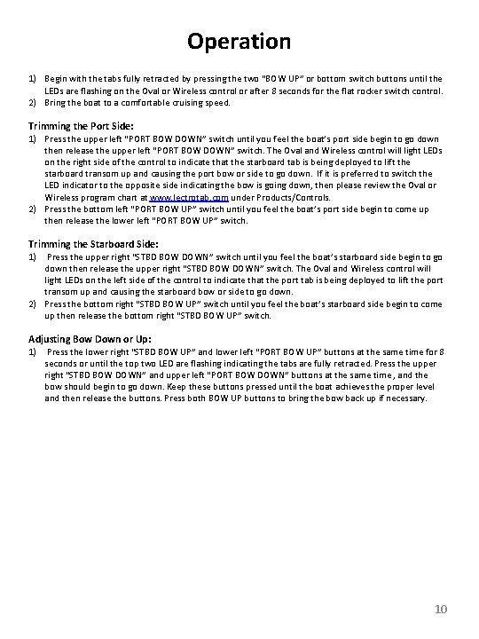 ELECTROMECHANICAL TRIM TAB SYSTEMS Operation and Installation Manual