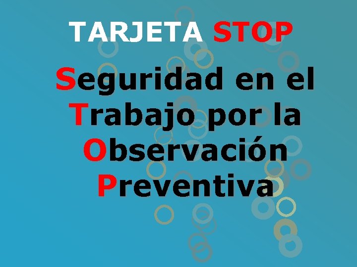 TARJETA STOP Seguridad en el Trabajo por la