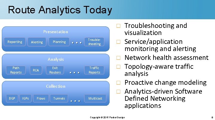 The Role of Analytics in Routing Network Performance
