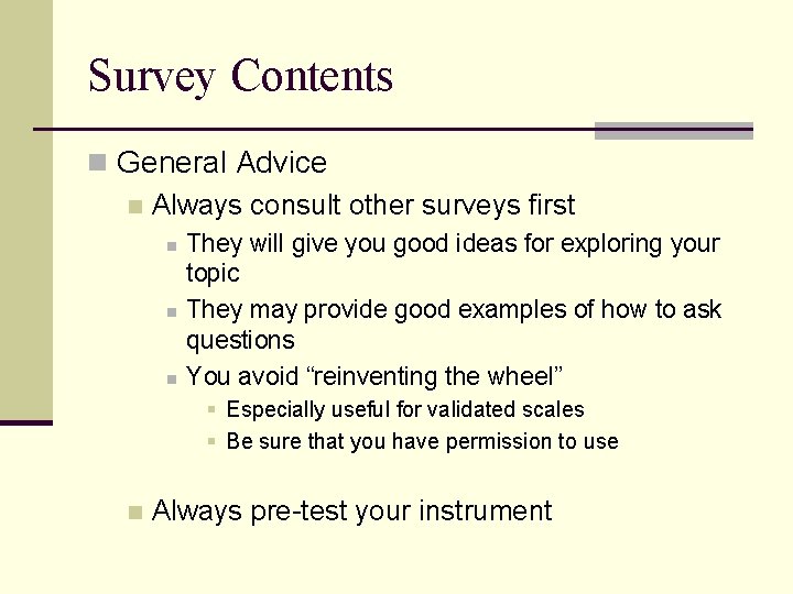 Research Methods Survey Research Outline Survey Research n