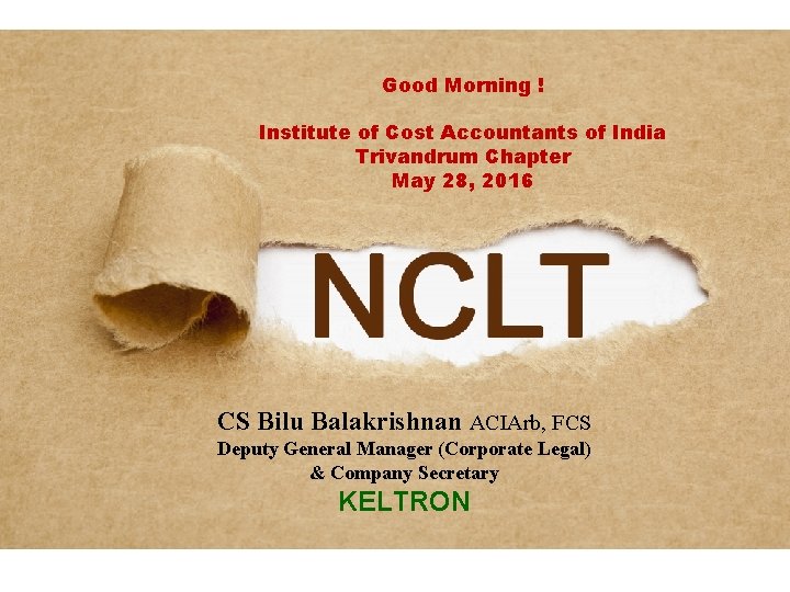 Good Morning Institute of Cost Accountants of India