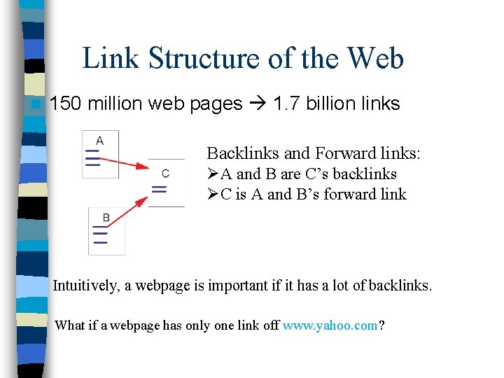 The Page Rank Citation Ranking Bring Order to