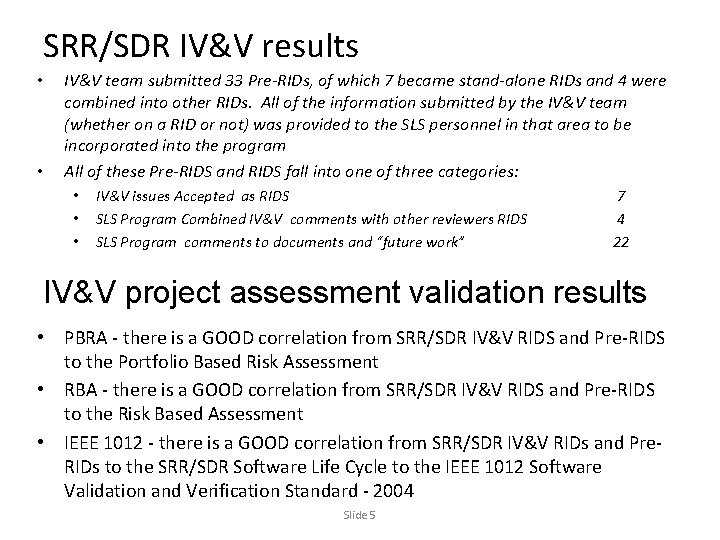 IVV project assessment process validation Method map the