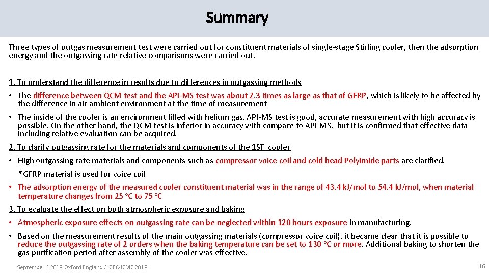 Outgassing characteristics analysis of mechanical cryocooler materials ...
