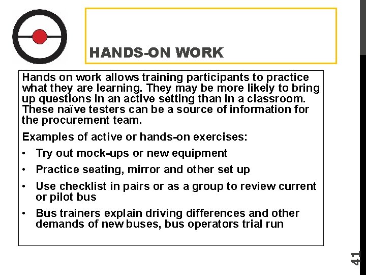 ERGONOMICS TRAINING FOR BUS OPERATORS A TRAINING TEMPLATE