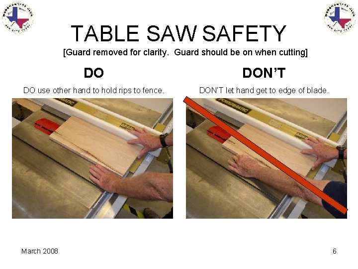 TABLE SAW SAFETY The table saw is by
