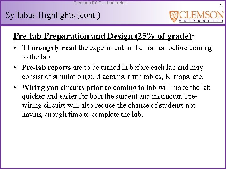 Clemson ECE Laboratories ECE 209 Logic and computing