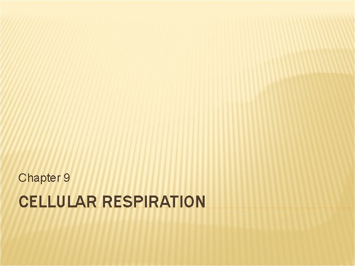 Chapter 9 CELLULAR RESPIRATION Chapter 9 1 CHEMICAL