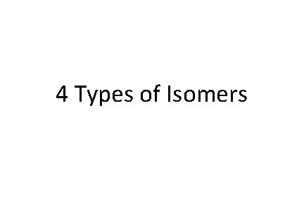 4 Types of Isomers 1 Structural IsomersConstitutional 2