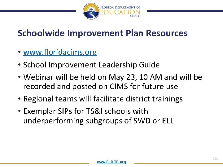 School Improvement Updates School Improvement Plan and Other