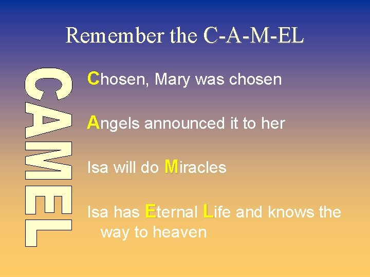 The Camel Method Used by permission of WIGTake