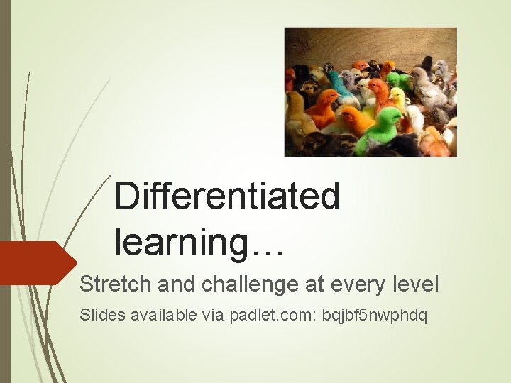 Differentiated learning Stretch and challenge at every level