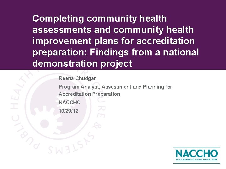 Completing community health assessments and community health improvement
