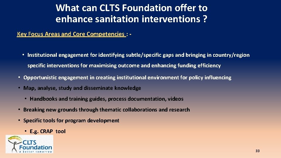 Critical Success Factors of CLTS Gaps and Challenges