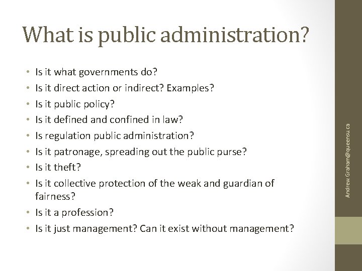 The Public in Public Management Andrew Graham Plan