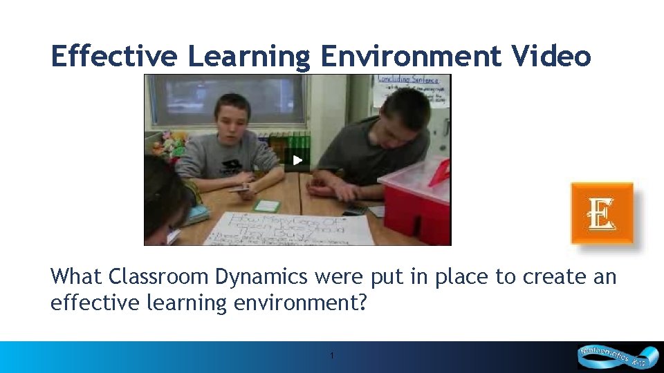 Effective Learning Environment Video What Classroom Dynamics were