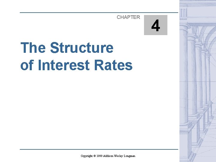 CHAPTER The Structure of Interest Rates Copyright 1999