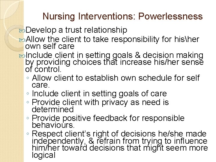 Nursing Care of Clients with Anxiety Disorders Nursing