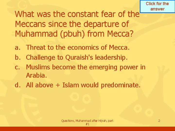 Questions about Muhammad pbuh After Hijrah Part 1