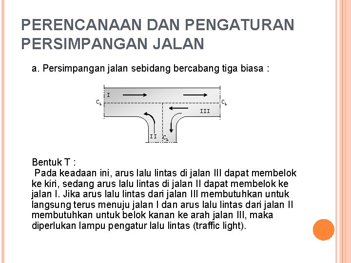 PERENCANAAN DAN PENGATURAN PERSIMPANGAN JALAN PERENCANAAN DAN PENGATURAN