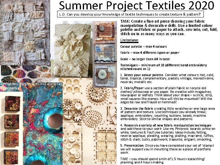 Summer Project Textiles 2020 L O Can you