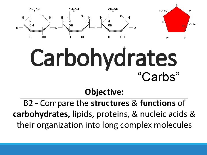 Carbohydrates Carbs Objective B 2 Compare the structures