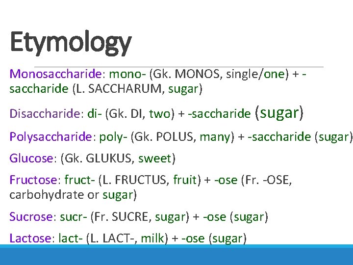 Carbohydrates Carbs Objective B 2 Compare the structures