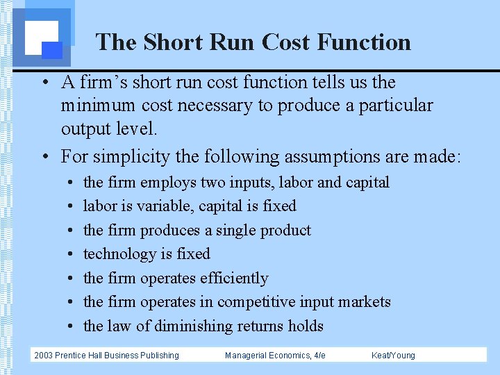 Chapter 8 Theory and Estimation of Cost Managerial