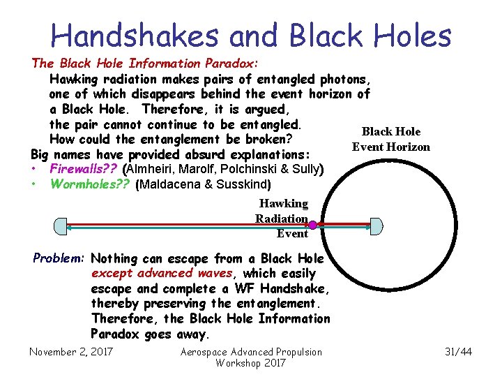 The Quantum Handshake Explored John G Cramer Professor
