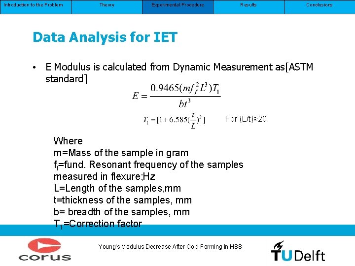 Youngs Modulus Decrease After Cold Forming in High