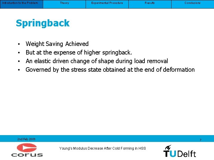 Youngs Modulus Decrease After Cold Forming in High
