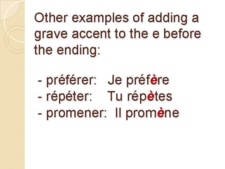 ER VERB SPELLING CHANGES ER VERB SPELLING CHANGES