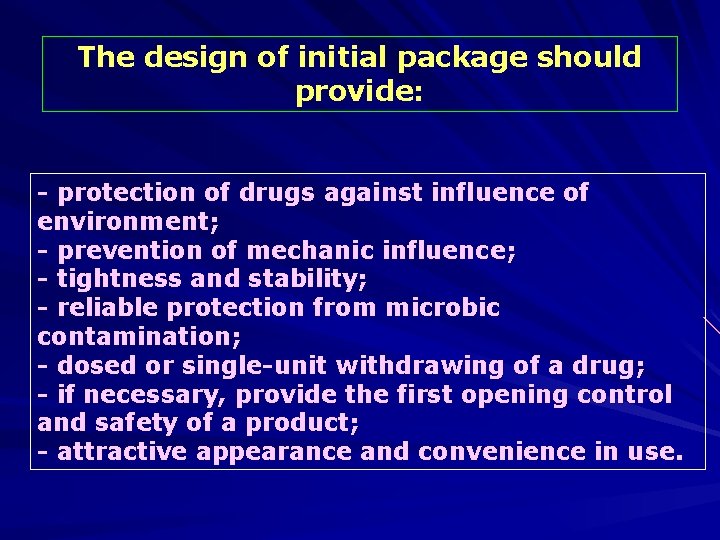 LECTURE CONTAINERS CLOSURES AND THE PACKING MATERIALS USED