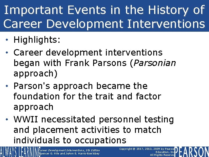 Career Development Interventions 5 th Edition Spence G