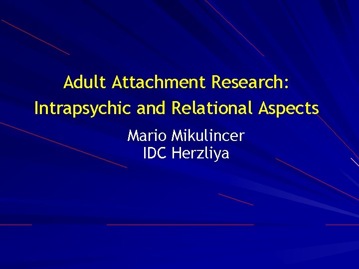 Adult Attachment Research Intrapsychic and Relational Aspects Mario