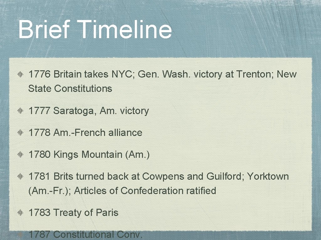 The Age of Revolutions An Introduction Brief Timeline