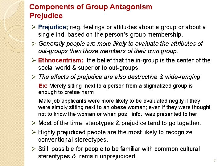 Chapter 6 Prejudice q Learning Prejudice q Motives