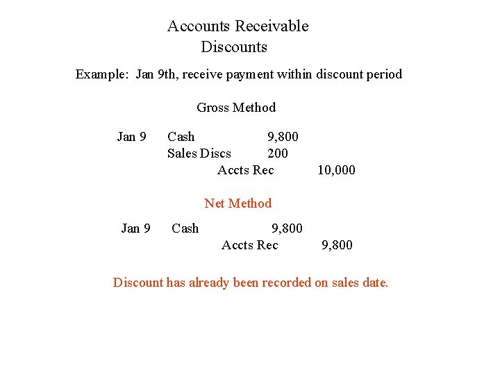 Accounts Receivable Generally two major issues How to